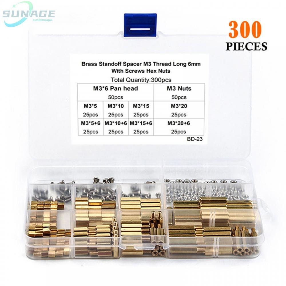 Sturdy Brass Hex Spacer and Screw Kit Includes 300 pcs of Variety Sizes ...
