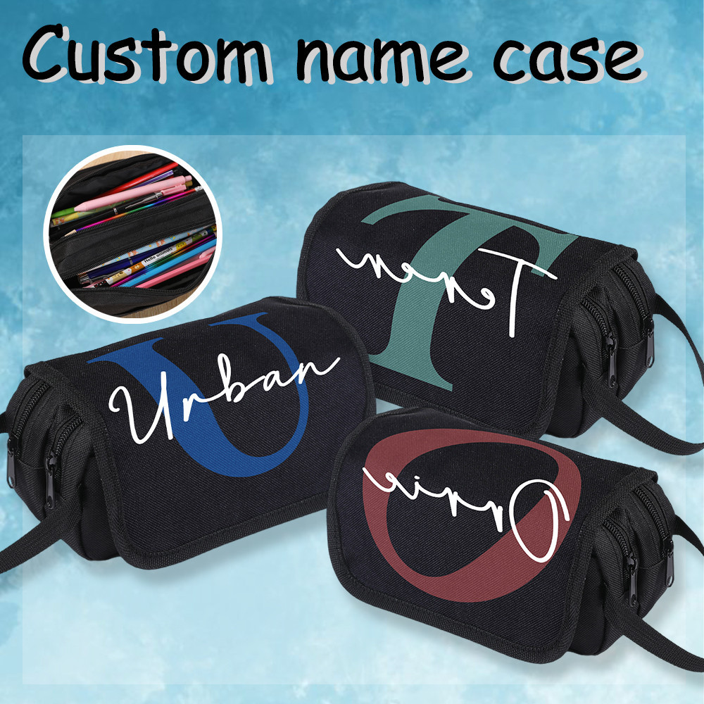 Personalised Initial with Name Color Letter Pencil Case Multifunctional ...