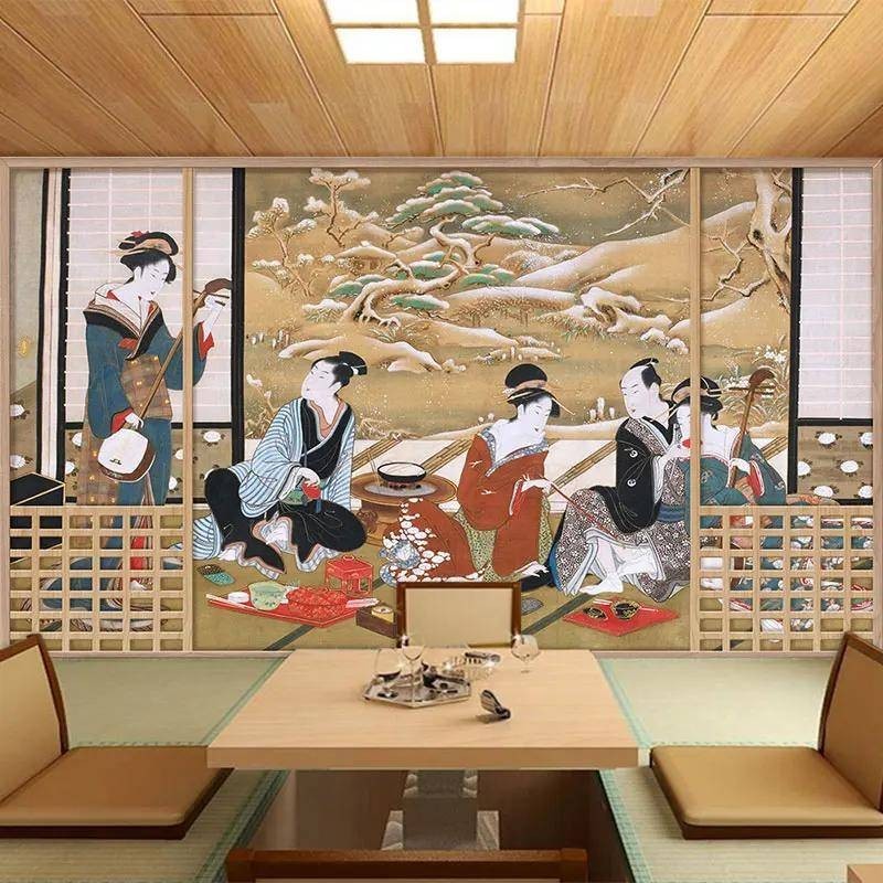 Japanese Bamboo Curtain Backdrop 3D Photo Wallpaper for Japanese Sushi ...
