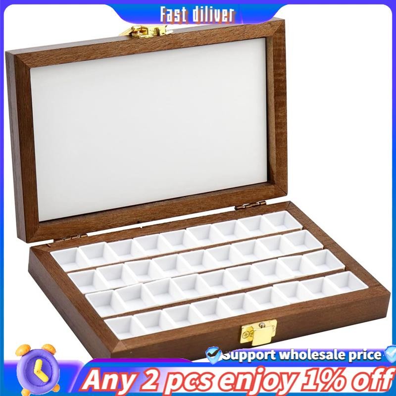In stoick-Wooden Watercolor Paint Palette 36 Cells Empty Wooden Paint ...