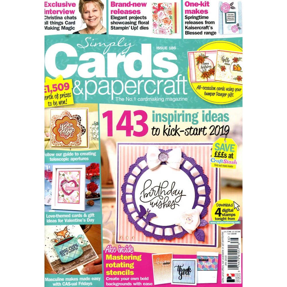 Simply Cards & papercraft Issue 186+Stamp Set, Embossed Model, Color Drawing TAAZE Reading Book ...