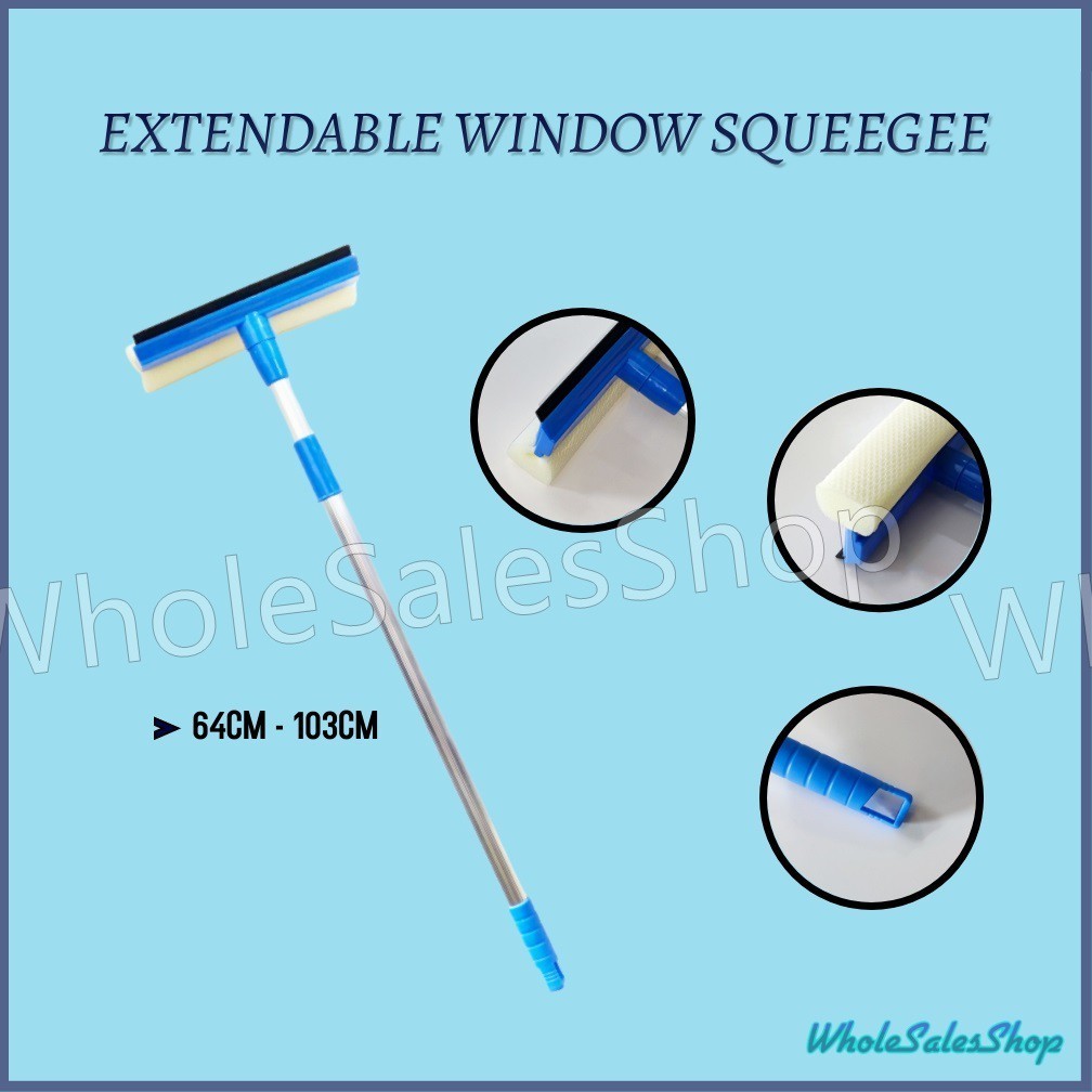 EXTENDABLE WINDOW SQUEEGEE WITH SPONGE TELESCOPIC WINDOW WIPER GLASS ...