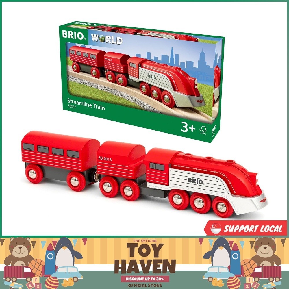 [sgstock] BRIO World 33557 - Streamline Train - 3 Piece Wooden Toy ...