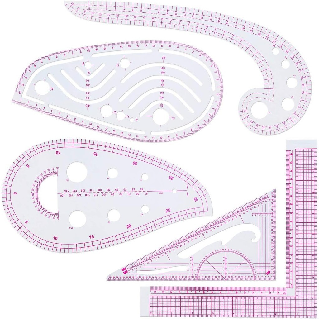 5 Pieces French Curve Metric Ruler Beveled Transparent Ruler Curve ...