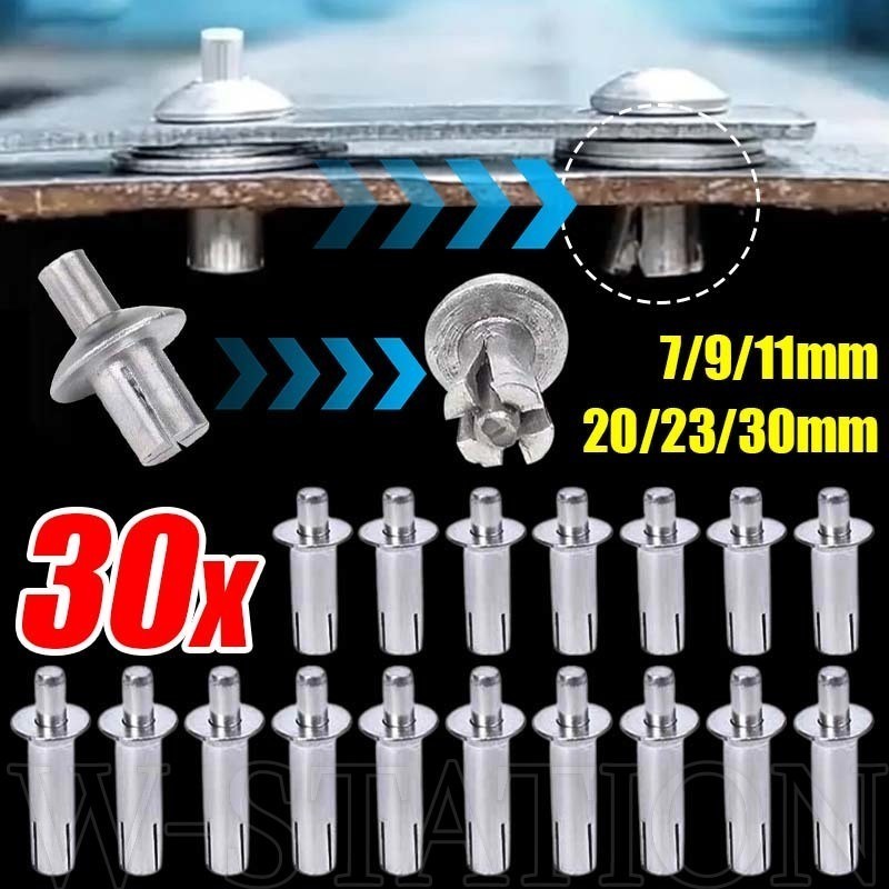 30PCS 7-30mm M5 M6.4 Hammer Drive Expansion Rivets - Aluminum Head ...