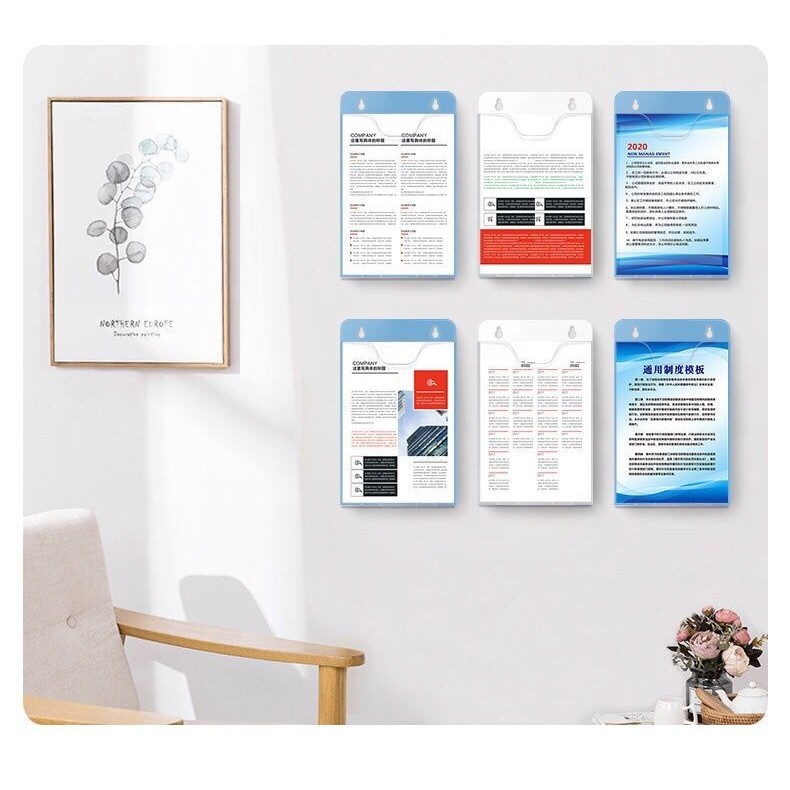 Storage Rack Wall-Mounted Documentary Box White Acrylic Folders Display ...