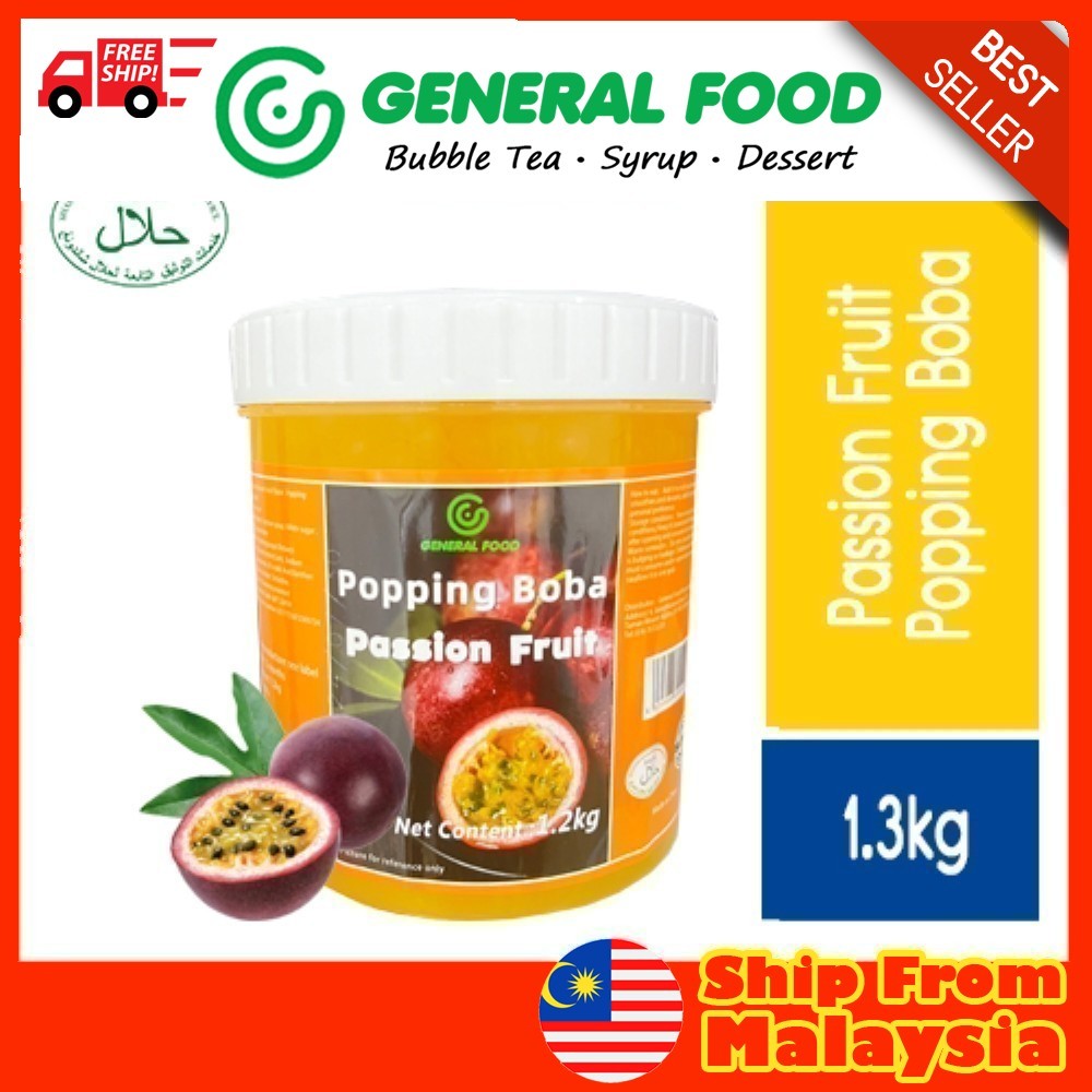 HALAL Passion bobo popping boba 1.2kg - topping dessert bubble tea ...