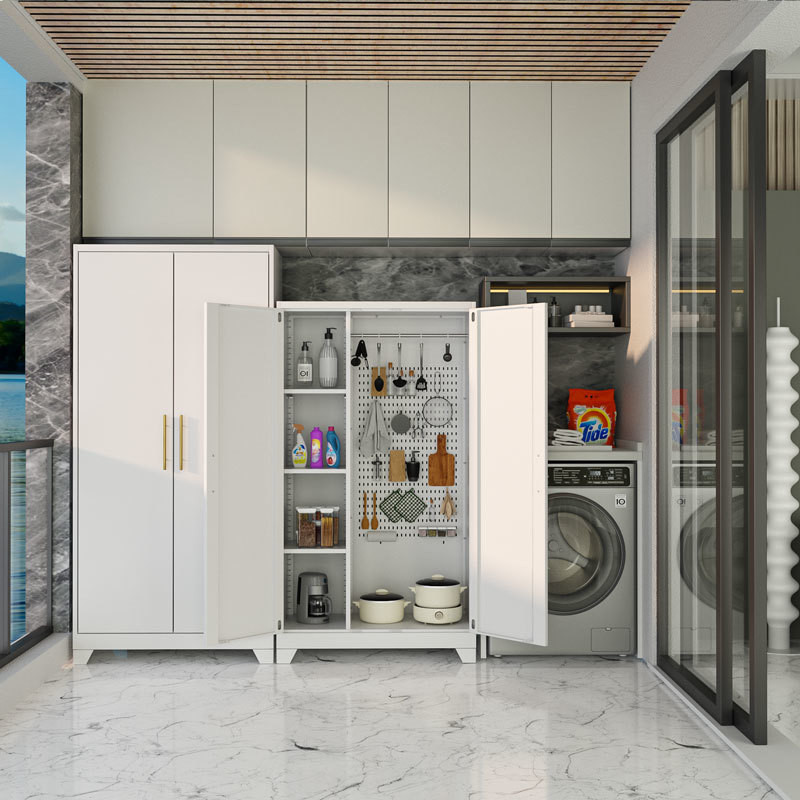 Balcony Hole Cabinet Storage Cabinet Stainless Steel Gold Handle ...