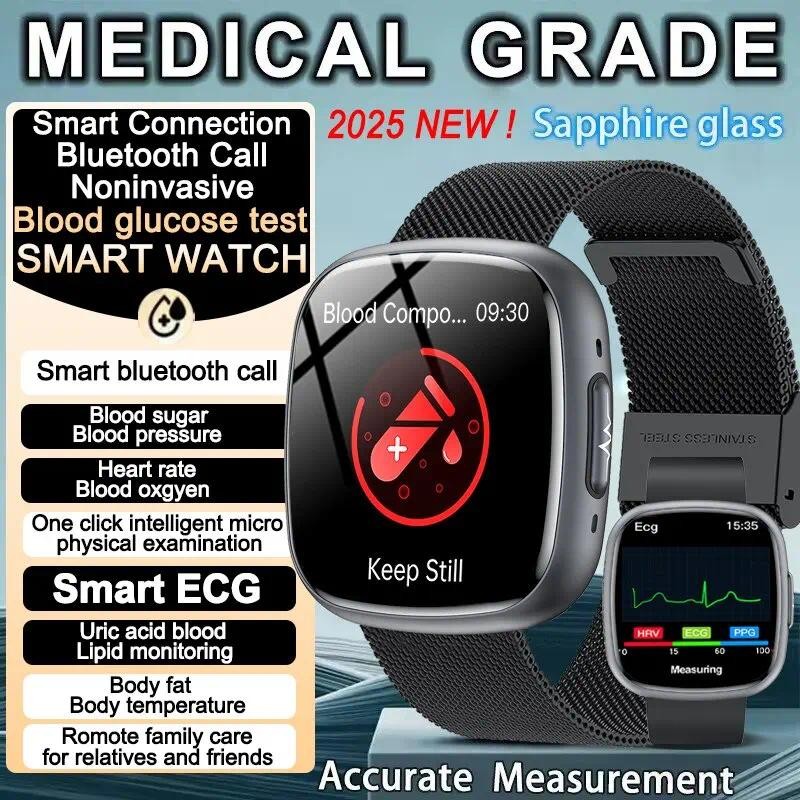 2025 New AI Dignosis Blood Component Smart Watch ECG+PPG Blood Sugar ...