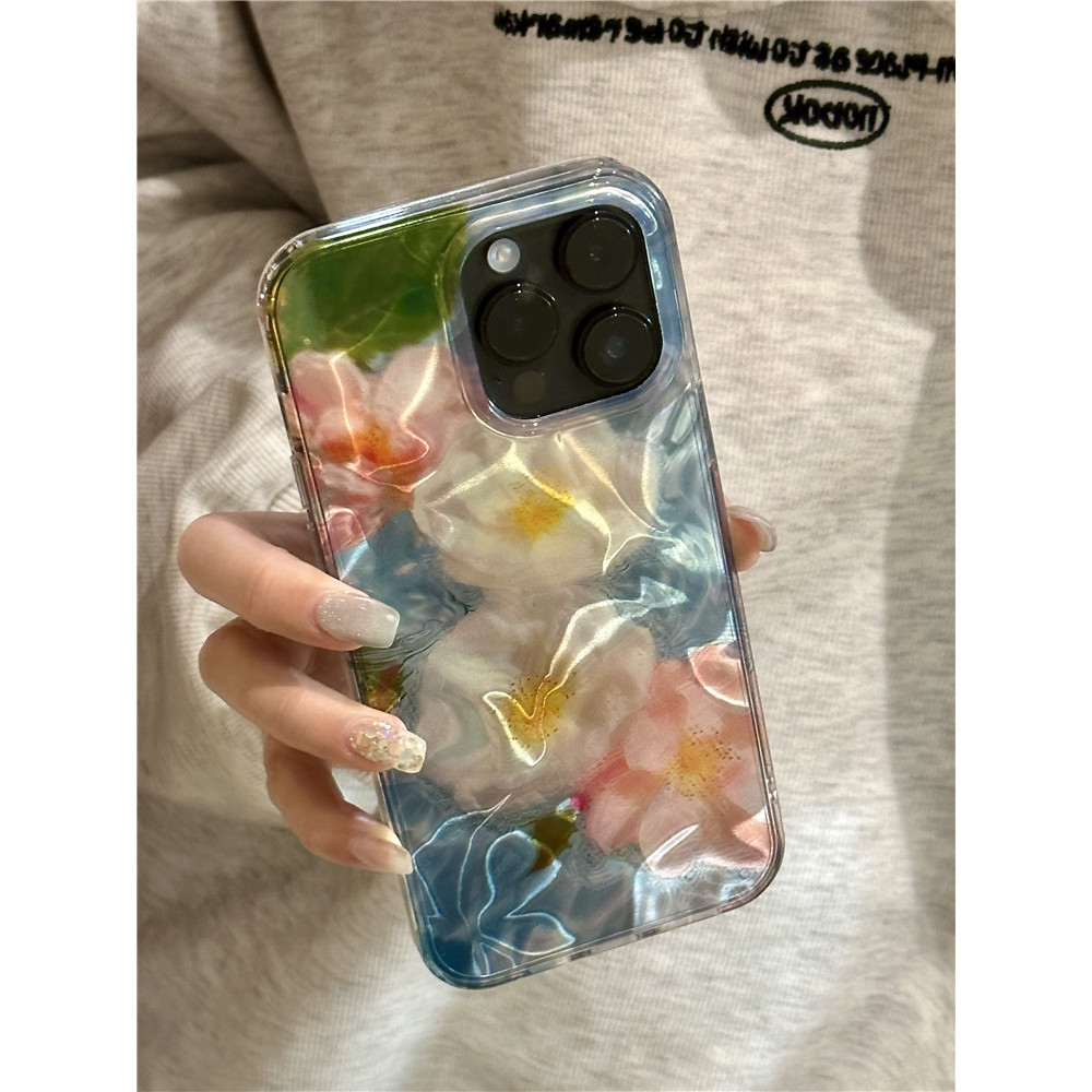 Ins Laser Water Ripple Art Flower for iPhone 16 15 12 13 11 14 pro max Phone Case Apple ...