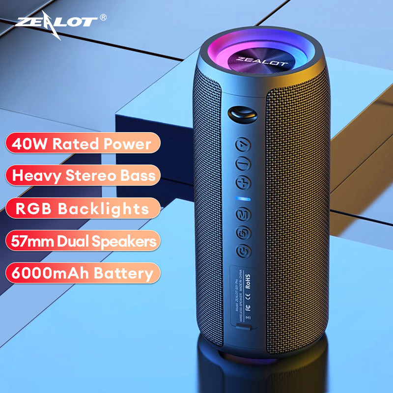 ZEALOT S51 Pro 40W Bluetooth Speaker Wireless Subwoofer TWS Portable ...