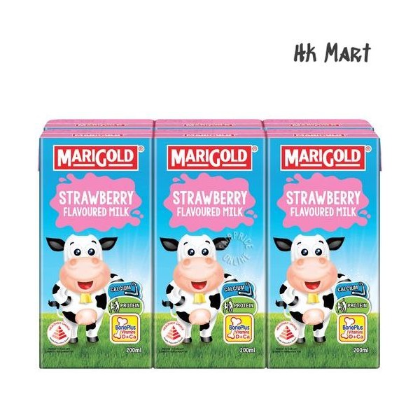Marigold Uht Packet Milk Strawberry 6 x 200ml | Shopee Singapore