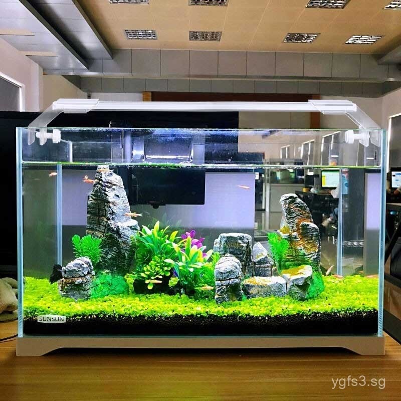Sensen Goldfish Tank Small Aquarium Ultra Clear Glass Living Room ...
