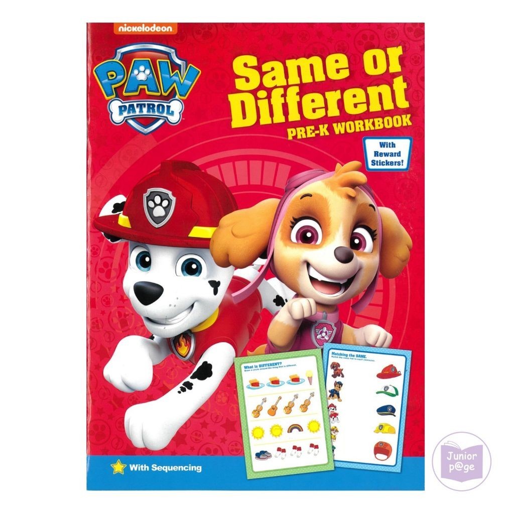 Paw Patrol Same or Different Pre K Workbook | Shopee Singapore