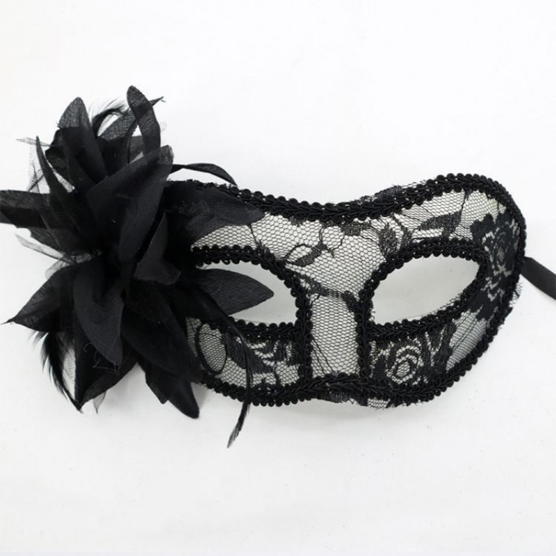 Venice Princess Masquerade Mask Handheld Side Flower Translucent ...