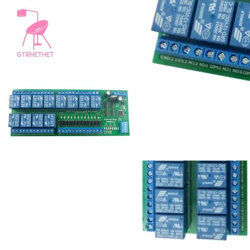 24v 12ch Digital Input Output Uart Rs485 Relay Module Modbus Rtu For Plc Ptz Led Motor Machine 