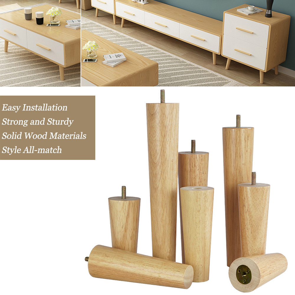 6-40cm Available Solid Wood Cone Sofa Legs M6/M8/M10 Oak Furniture Leg ...