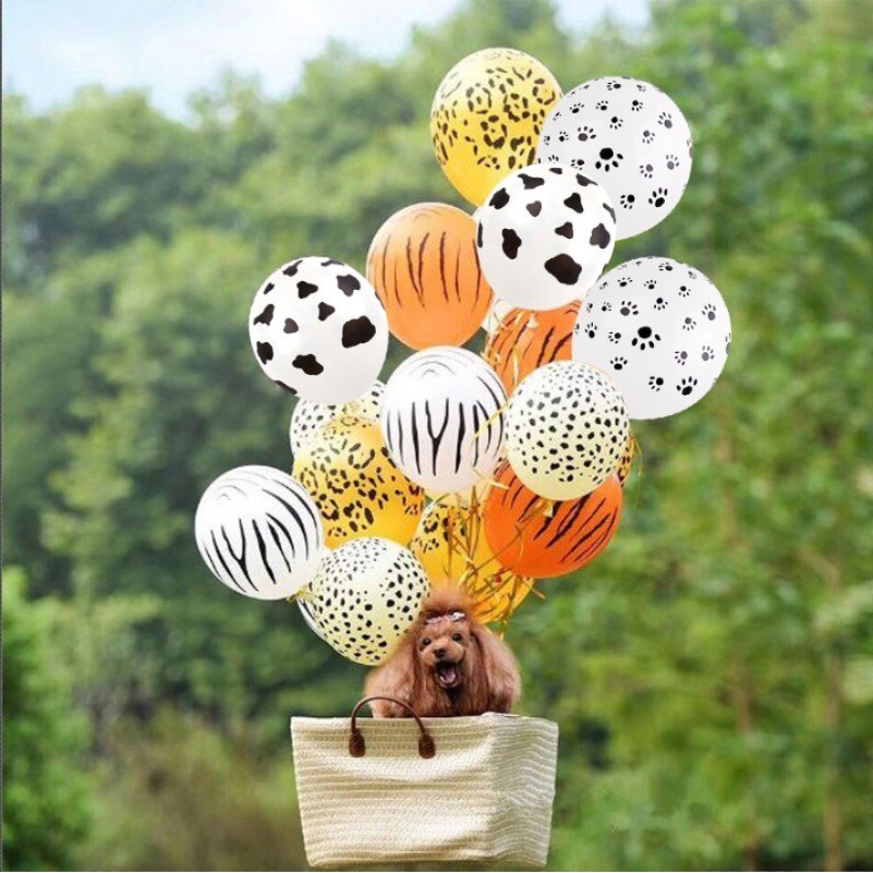 10pcs 12inch Safari Balloons Tiger Leopard Cow Zebra Printed Balloons ...