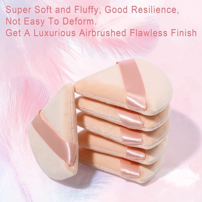 3PCS Triangle Powder Puffs Face Cosmetic Powder Puff Soft Velour Makeup ...