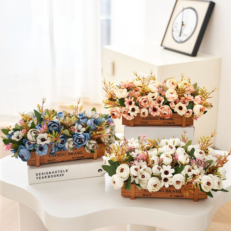 Fake Flower with Decorative Tray Wooden Box 32cm- Wedding Decorations ...