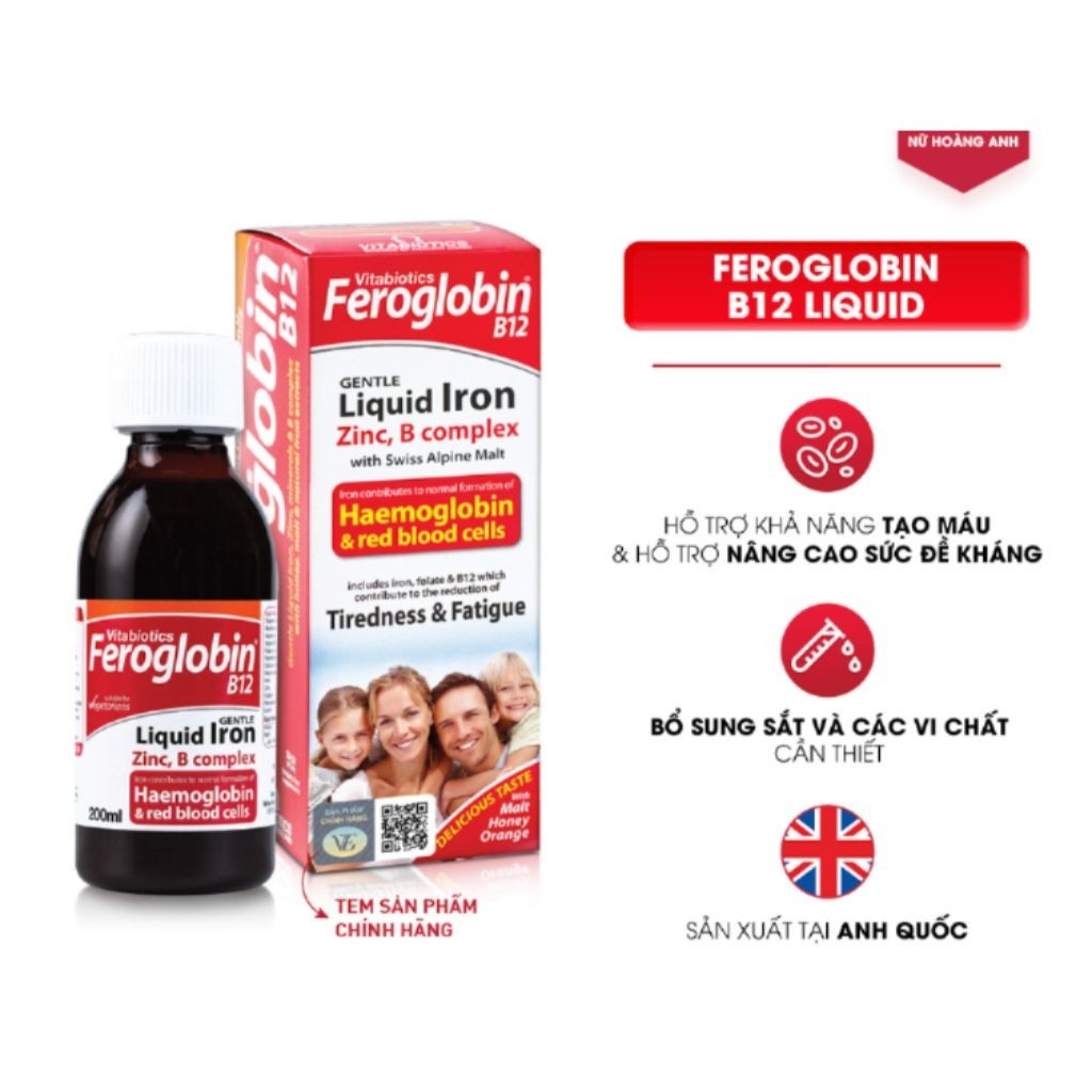 Vitabiotics FEROGLOBIN B12 Blood Supplement Syrup Provides Iron to ...