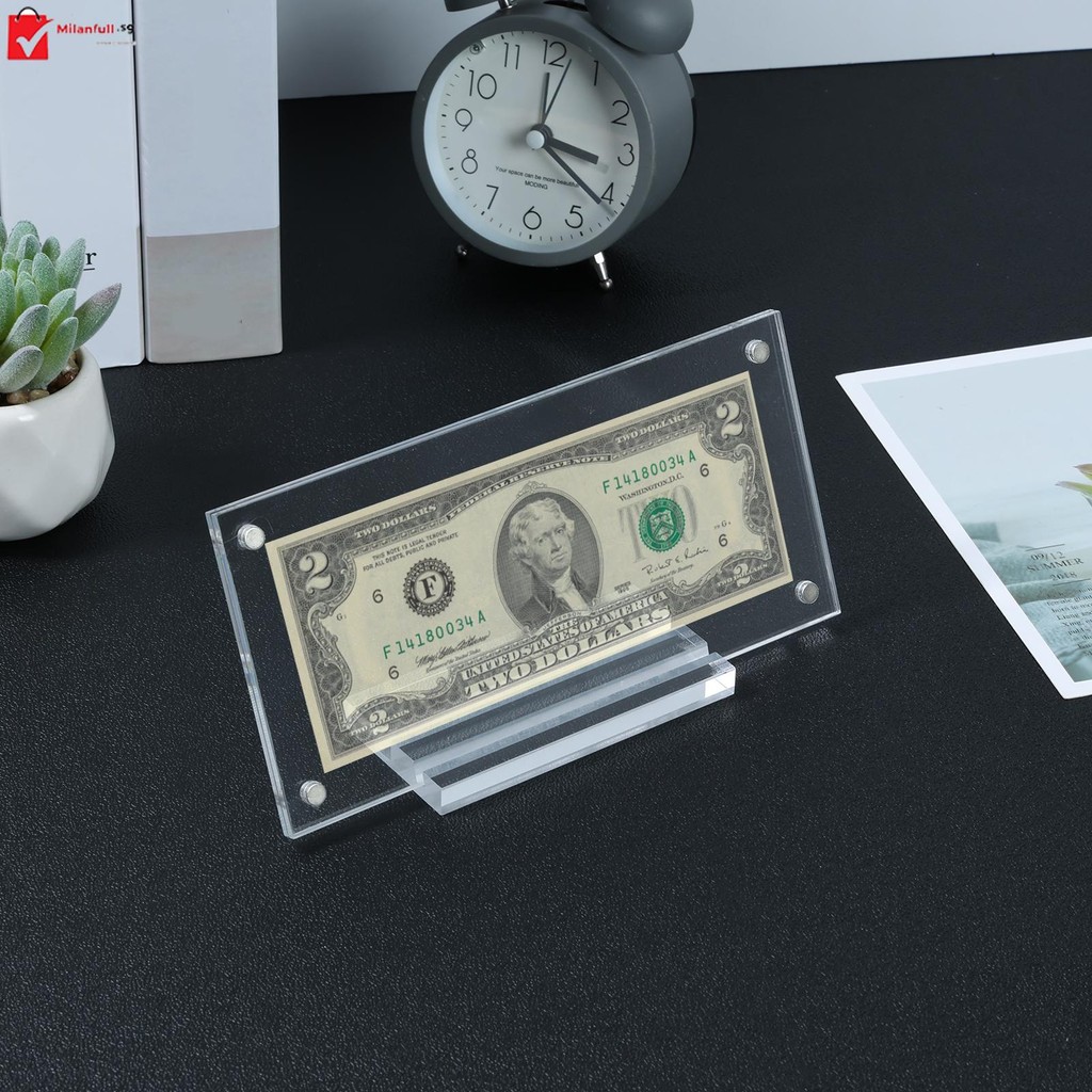 2 Pcs Dollar Bill Frame Acrylic Dollar Bill Holder with Base Double ...