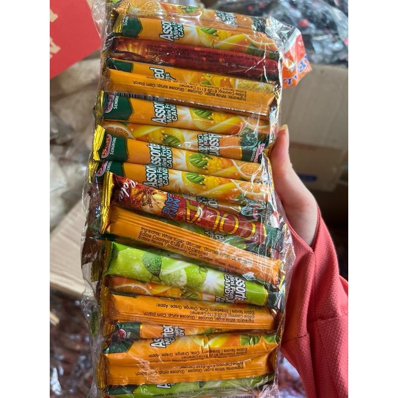 Pack of 65 packs of super rolled fruit-flavored cold puff Candy, cold ...