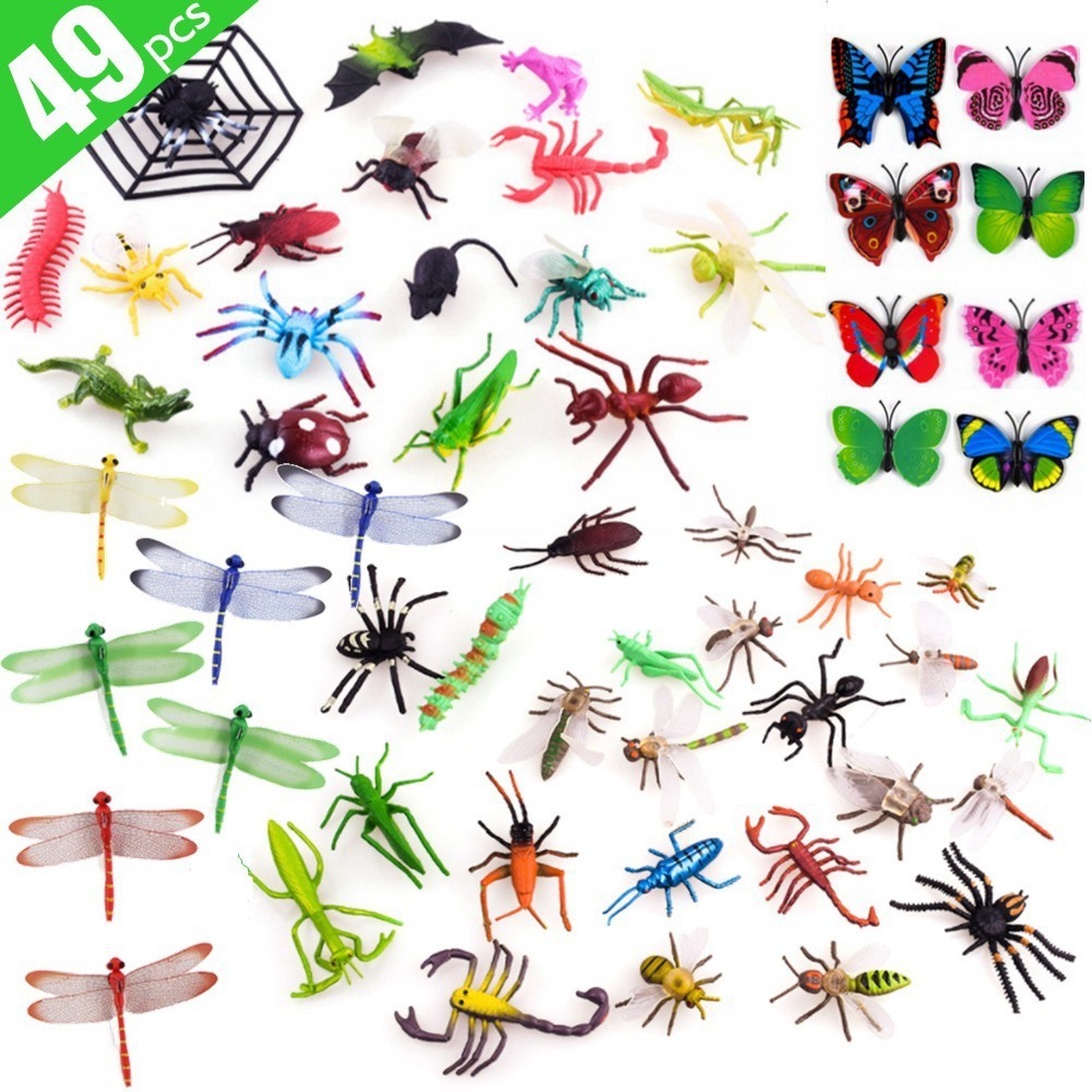 40 PCS Plastic Insect Toys Bugs Figure Toys Assorted Lifelike Insects ...