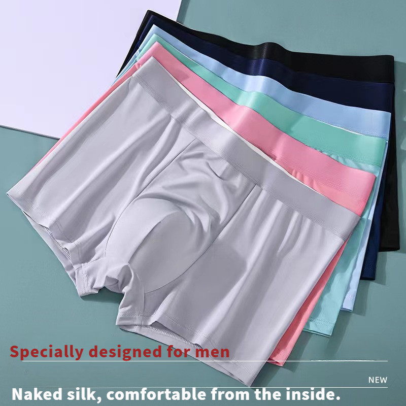 Light Ice Silk Short Men Underwear Seamless Boxer Shorts Man Breathable ...