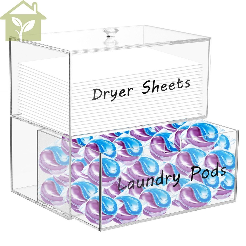 Dryer Sheet Holder with Drawer and Lid Acrylic Dryer Sheet Container 2 ...