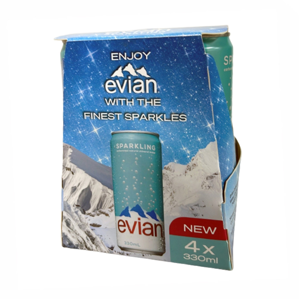 Evian Sparkling Mineral Water Can 4x330ml | Shopee Singapore
