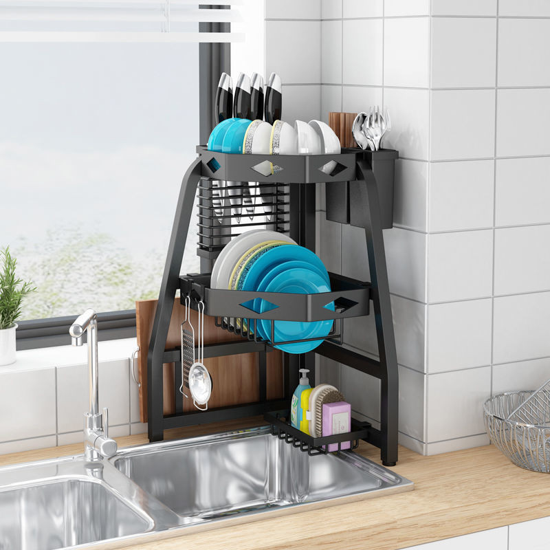 Corner Sink Above Narrow Gap Dish Rack Kitchen Storage Rack Dish ...