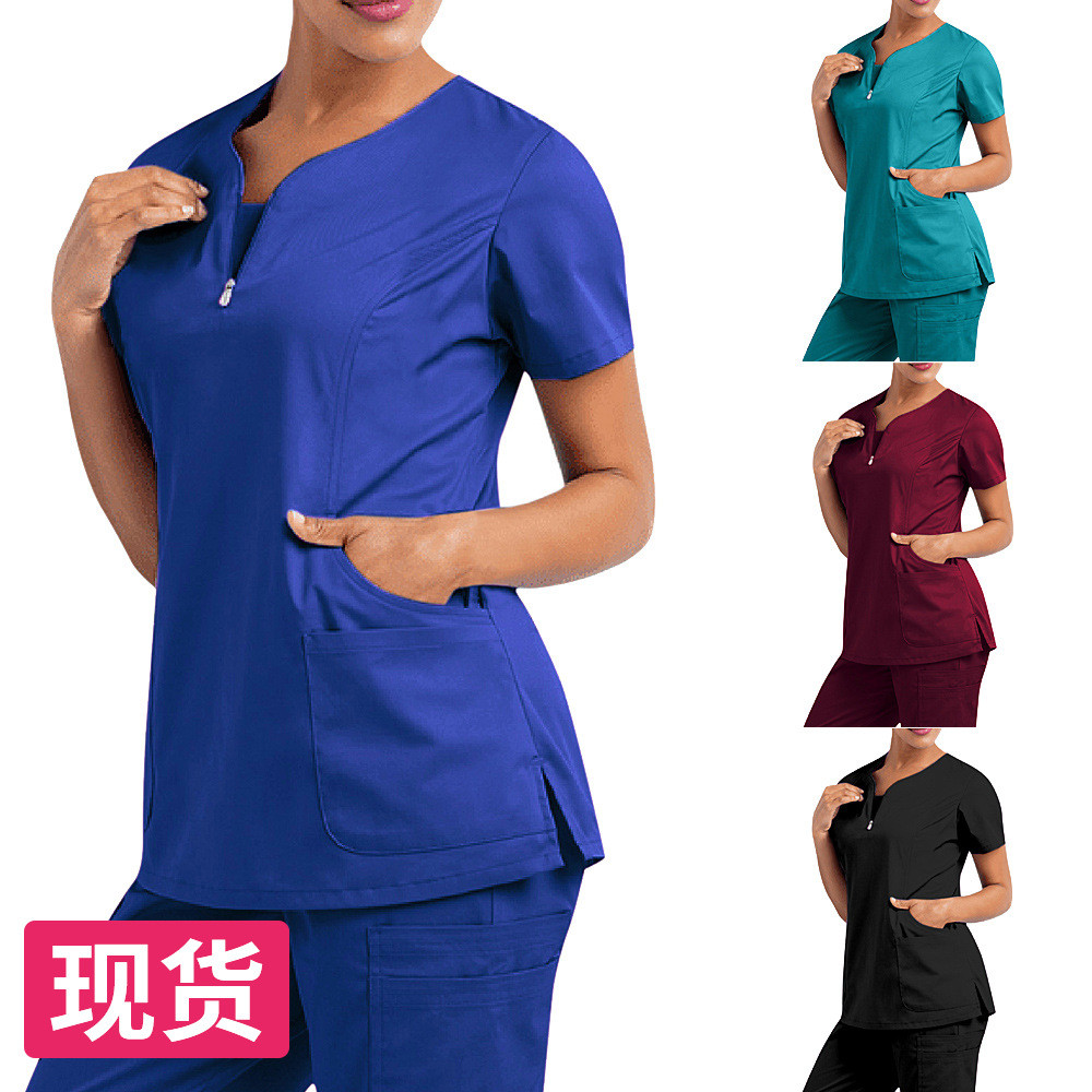 Women Men Scrub Suit Set with cargo pants Doctor Nurse Uniform | Shopee ...