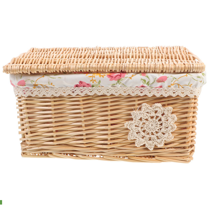 Shoe Baskets Hallway Wicker Woven Storage Organizer with Lid Hamper ...