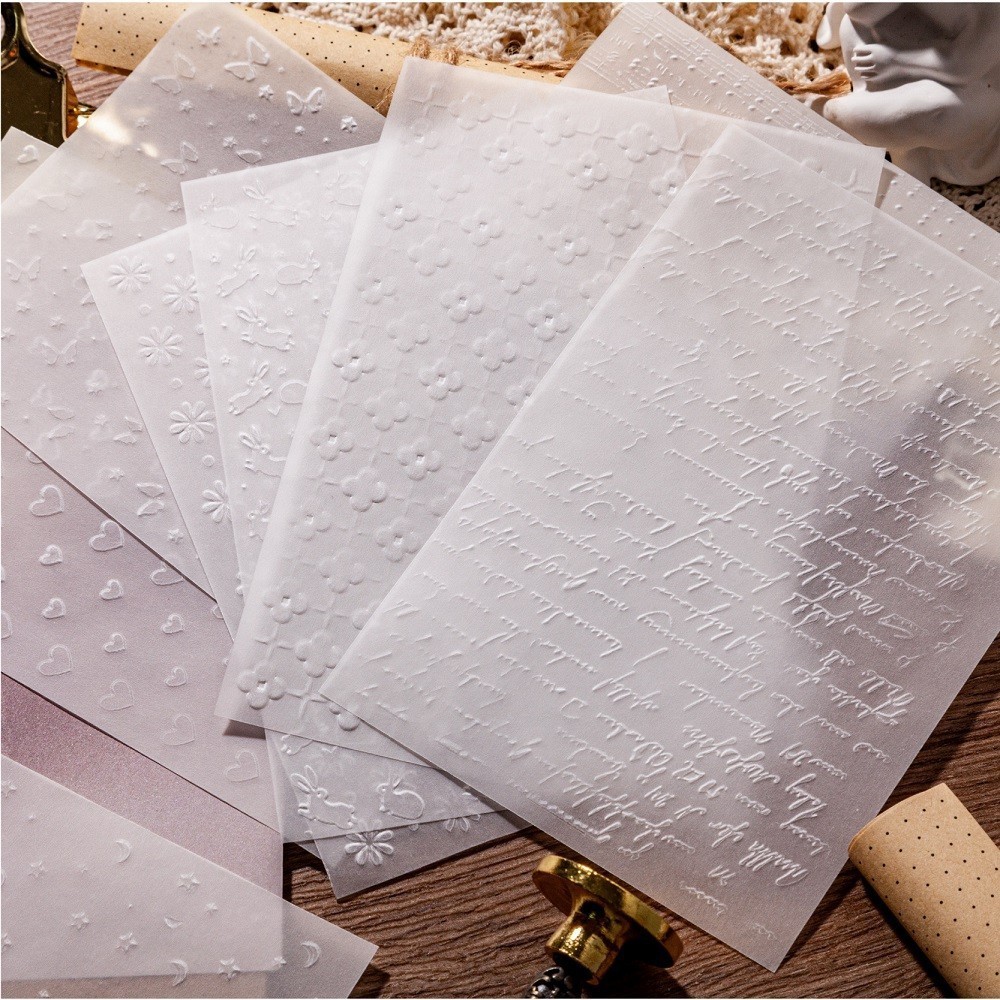10 Sheets Scrapbook Paper Embossing Translucent Vellum Paper Craft ...