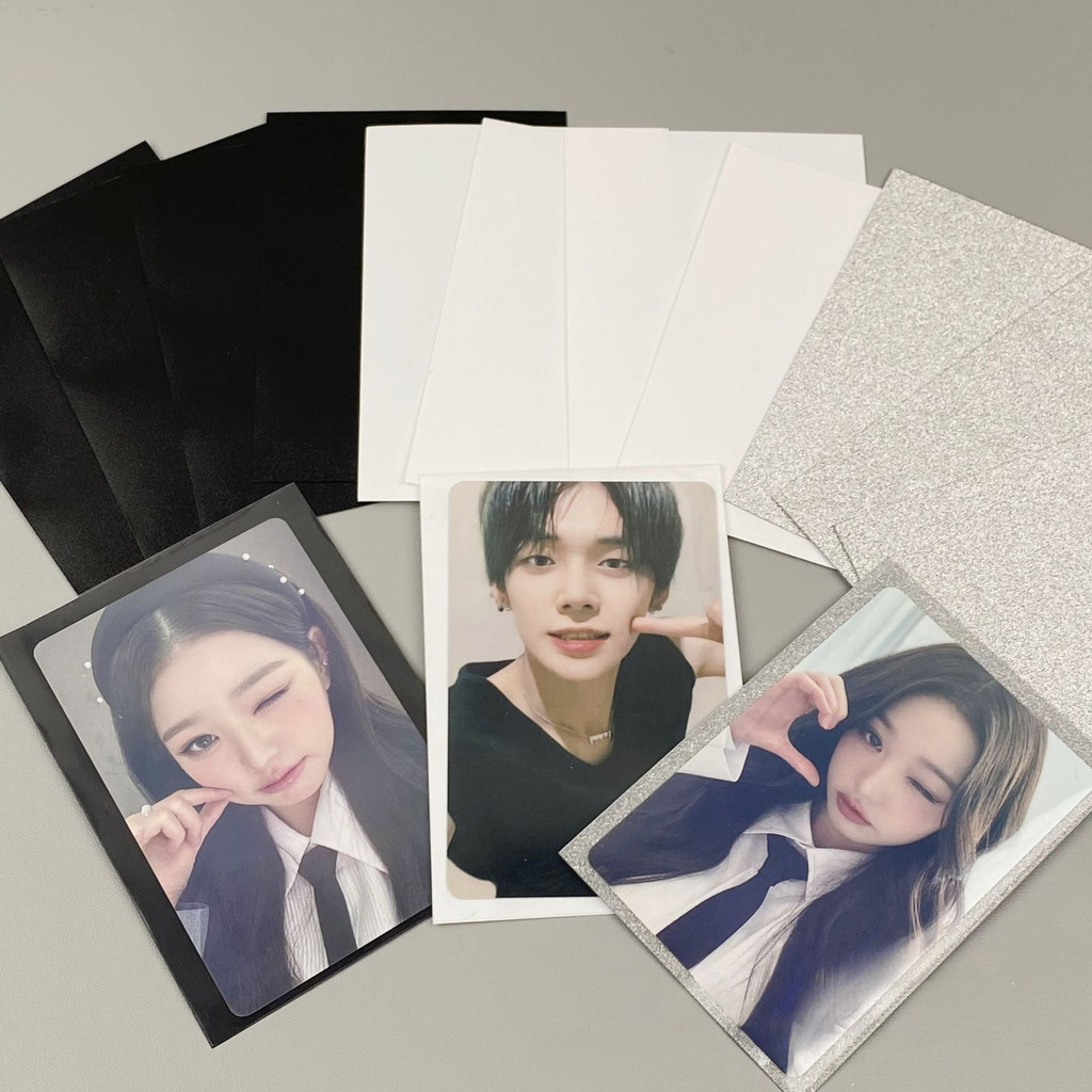 50pcs Card Sleeves Frosted Black White Silver Sleeve Kpop Photocard ...