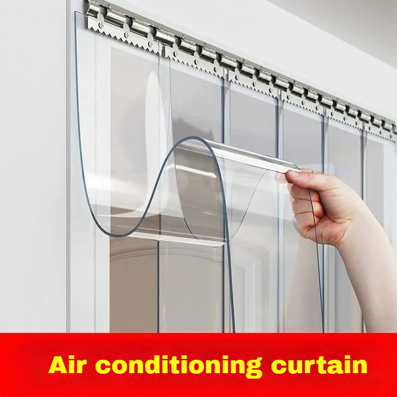 Air Conditioning Door Curtain Coldproof Windproof Partition Transparent ...