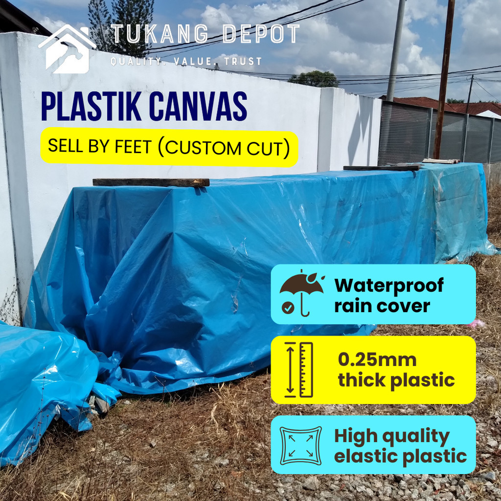 [Tukang] Blue Plastic Canvas, Floor Cover, Floor Protector, Canvas ...