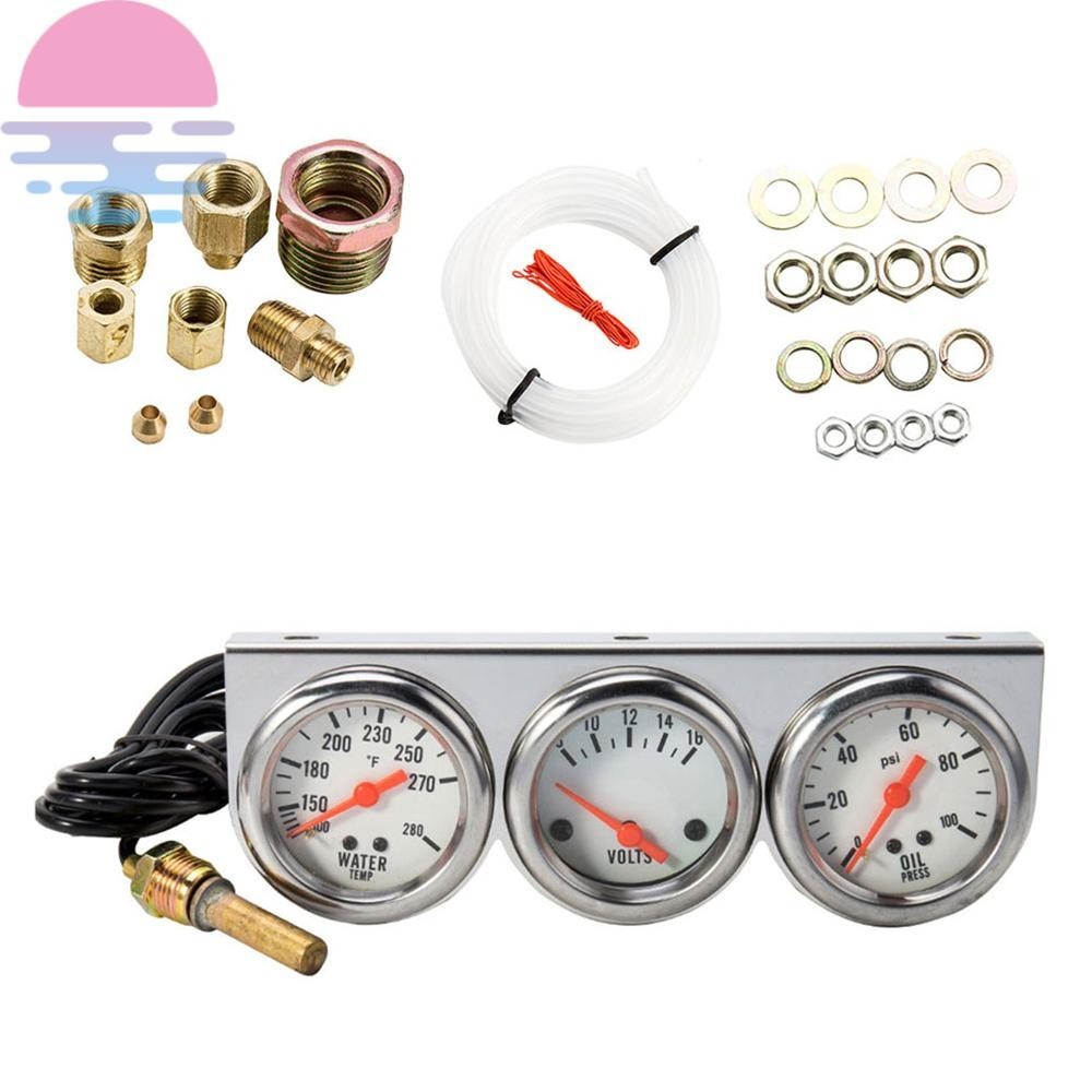 Triple Gauge Kit Oil Volt Water Gauge 3 in 1 Car Meter Auto Gauge Temp ...