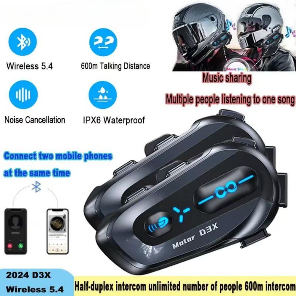 New D3X D3X motorcycle helmet intercom multi-person communication 1000m wireless helmet ...