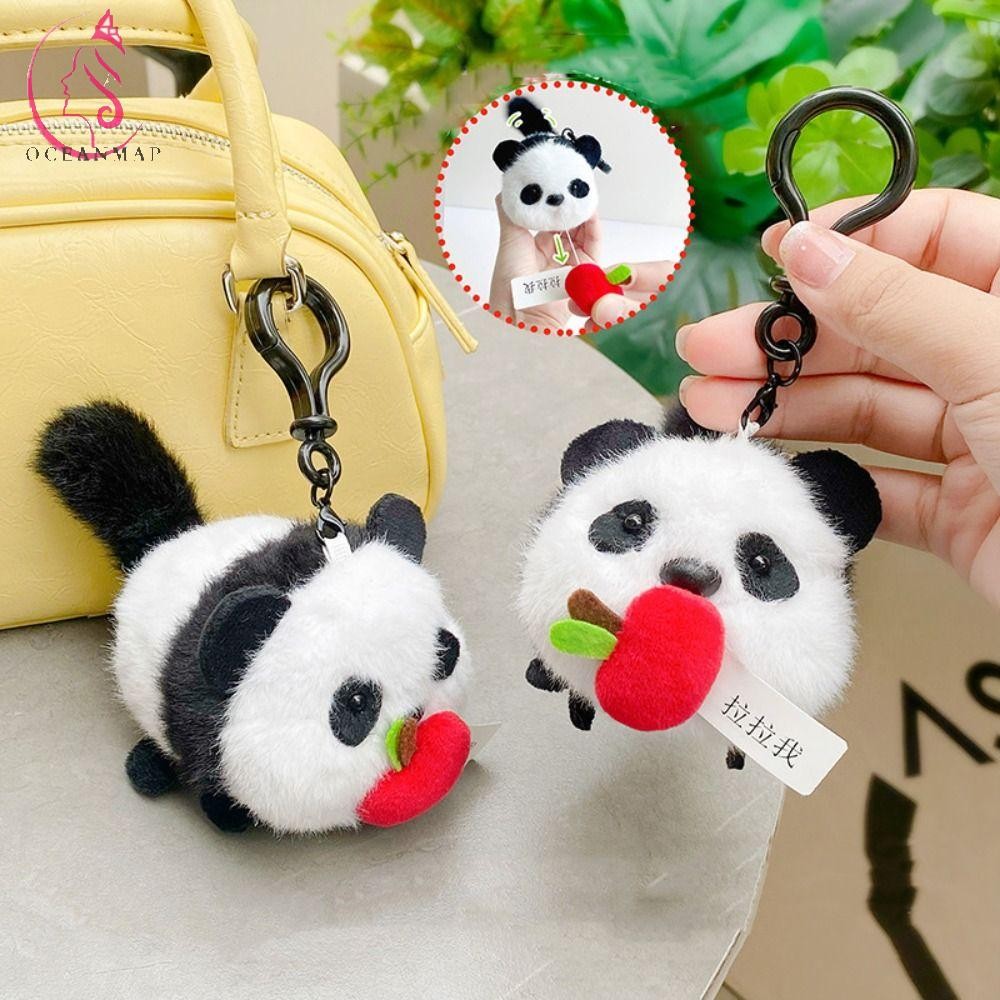 OCEANMAP Wagging Tail Panda Plush Doll, PP Cotton Pulling Tail Tail ...