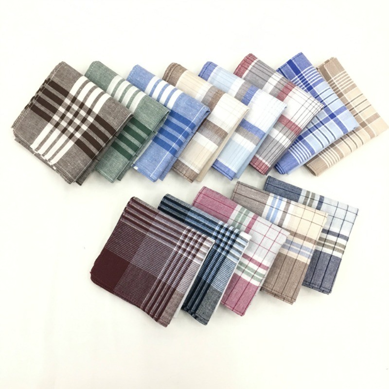 5Pcs/set Cotton Plaid Men Handkerchiefs Stripe Pocket Square Hankies ...