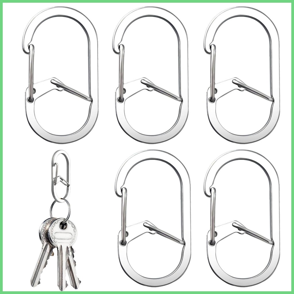 Heavy Duty Carabiner Clip 5 Pack Stainless Steel Rock Climbing Clips ...