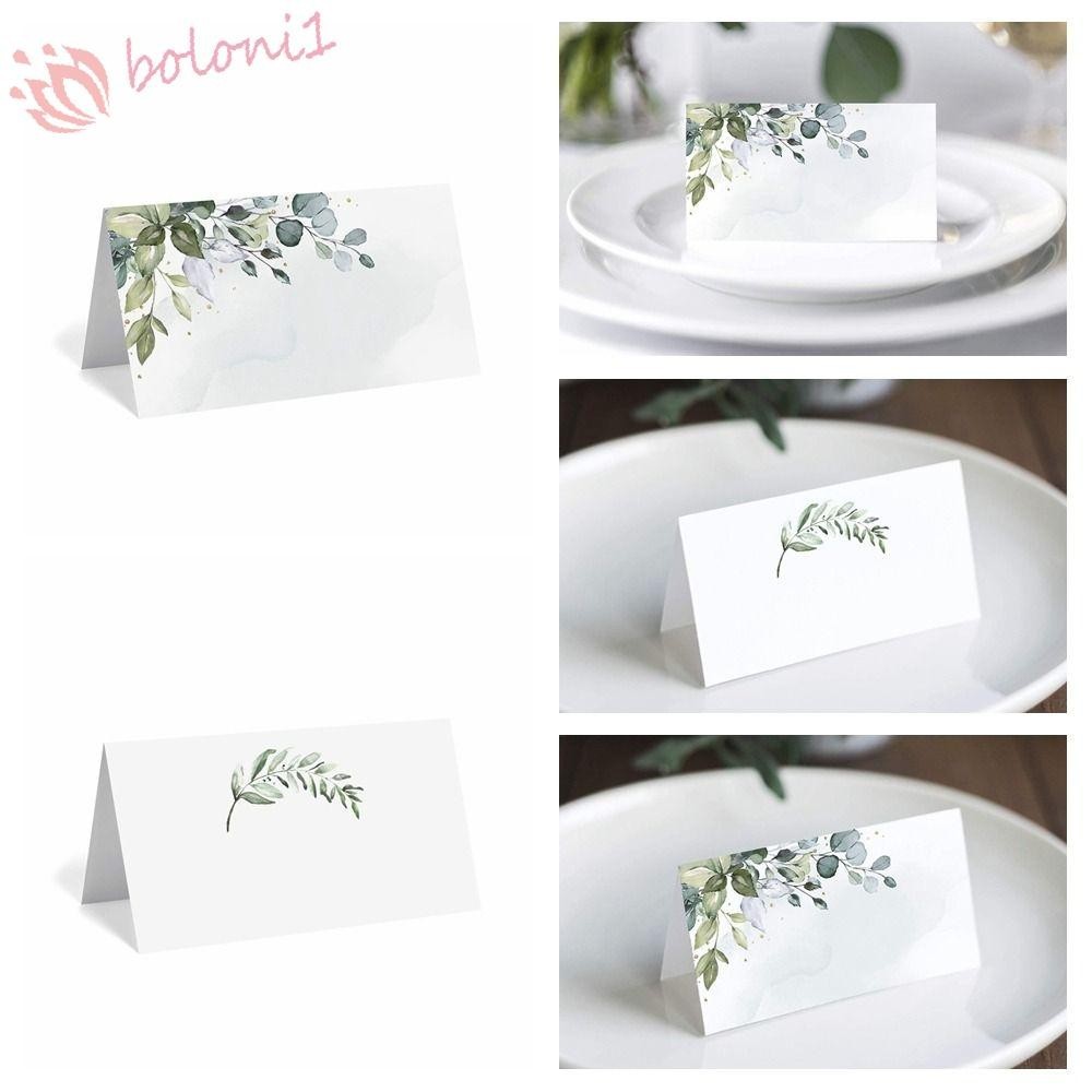 [READY STOCK] 50pcs Green Leaf Table Place Cards, Blank Simplicity ...