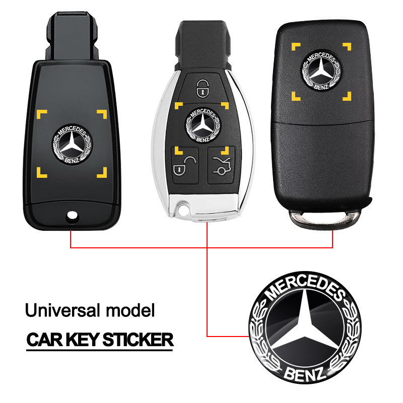14mm Car Key Emblem Stickers Auto Control Key Logo Decals For Mercedes ...