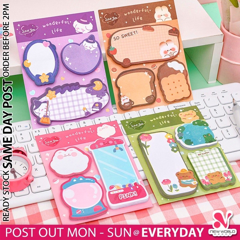 𝟲𝟬 𝗦𝗛𝗘𝗘𝗧𝗦 / 𝗦𝗘𝗧 》Cute Cartoon Sticky Notes Set Student Memo Pad Message ...