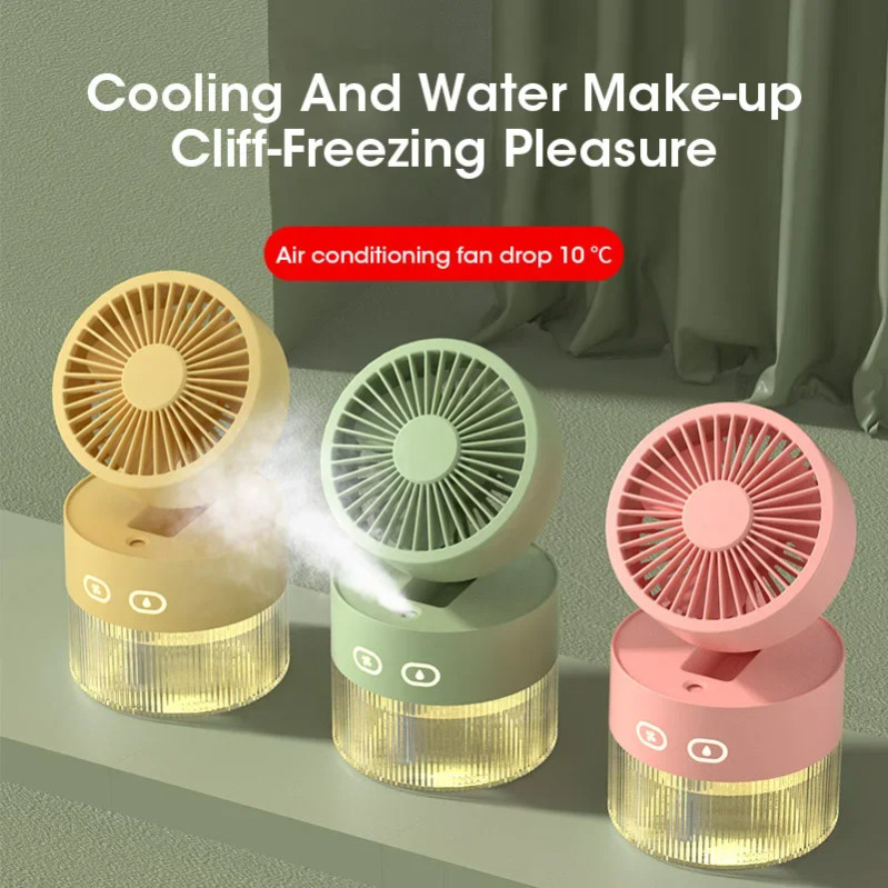 SG Stock Table Fan Rechargeable Protable Desk Fan Mist Night Light ...