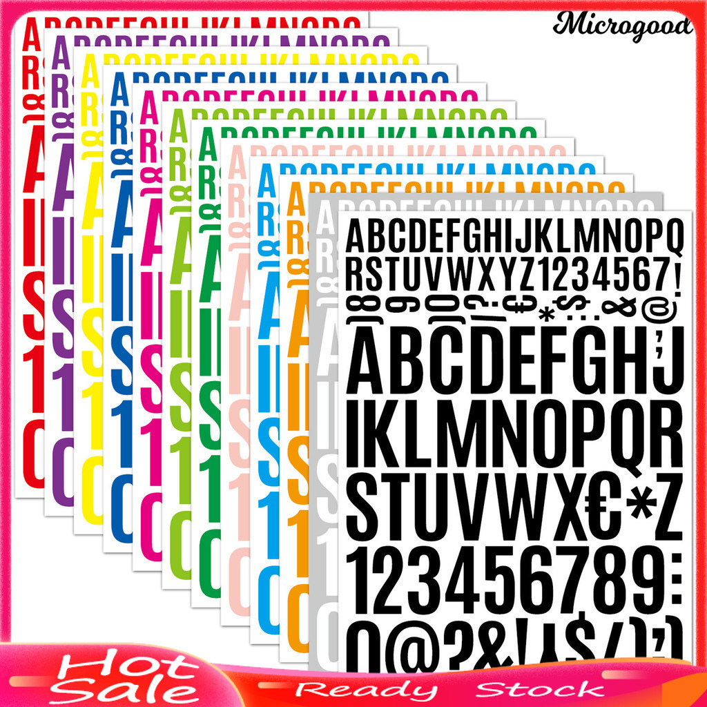 [MIC] 12 Sheet Alphabet Sticker Creative Vibrant Color Letter Symbol ...