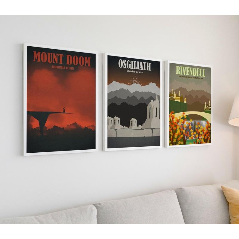 Lord of the Rings Poster Lord of the Rings Travel Poster Set Mount Doom ...