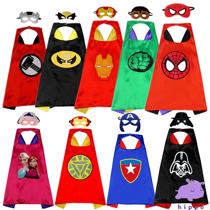 Superhero Superman Cloak with Cloth Mask Spider-Man Iron Man Superman ...